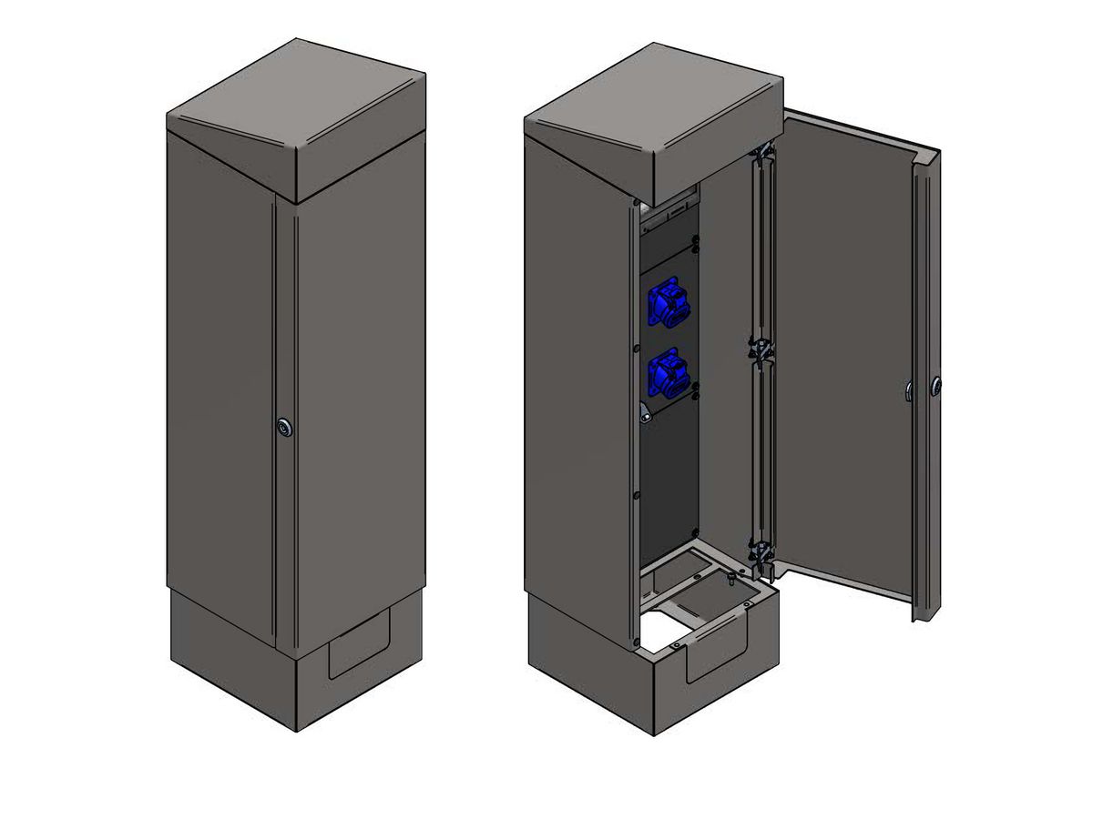 Power column QUADRO M V2A painted RAL 9007 - GIFAS-ELECTRIC