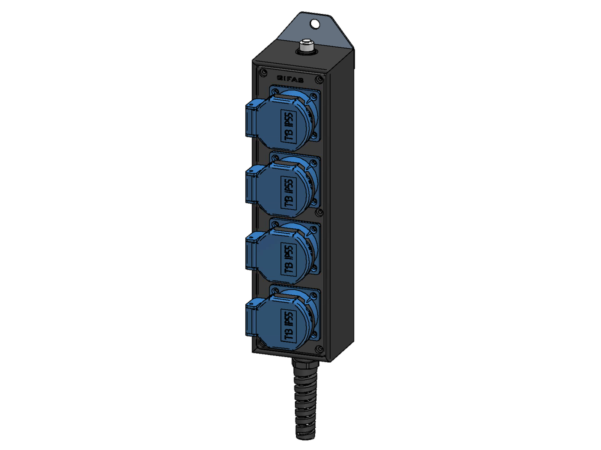 Small mobile distribution box hard rubber type 1400 4xT13, 5m 3x1.5mm² ...