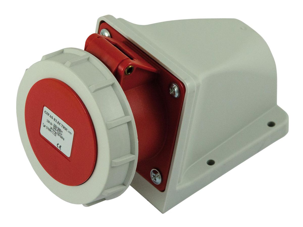 Plastic wall socket CEE 32A/400V, 3P+N+PE/6h, IP67 - GIFAS-ELECTRIC