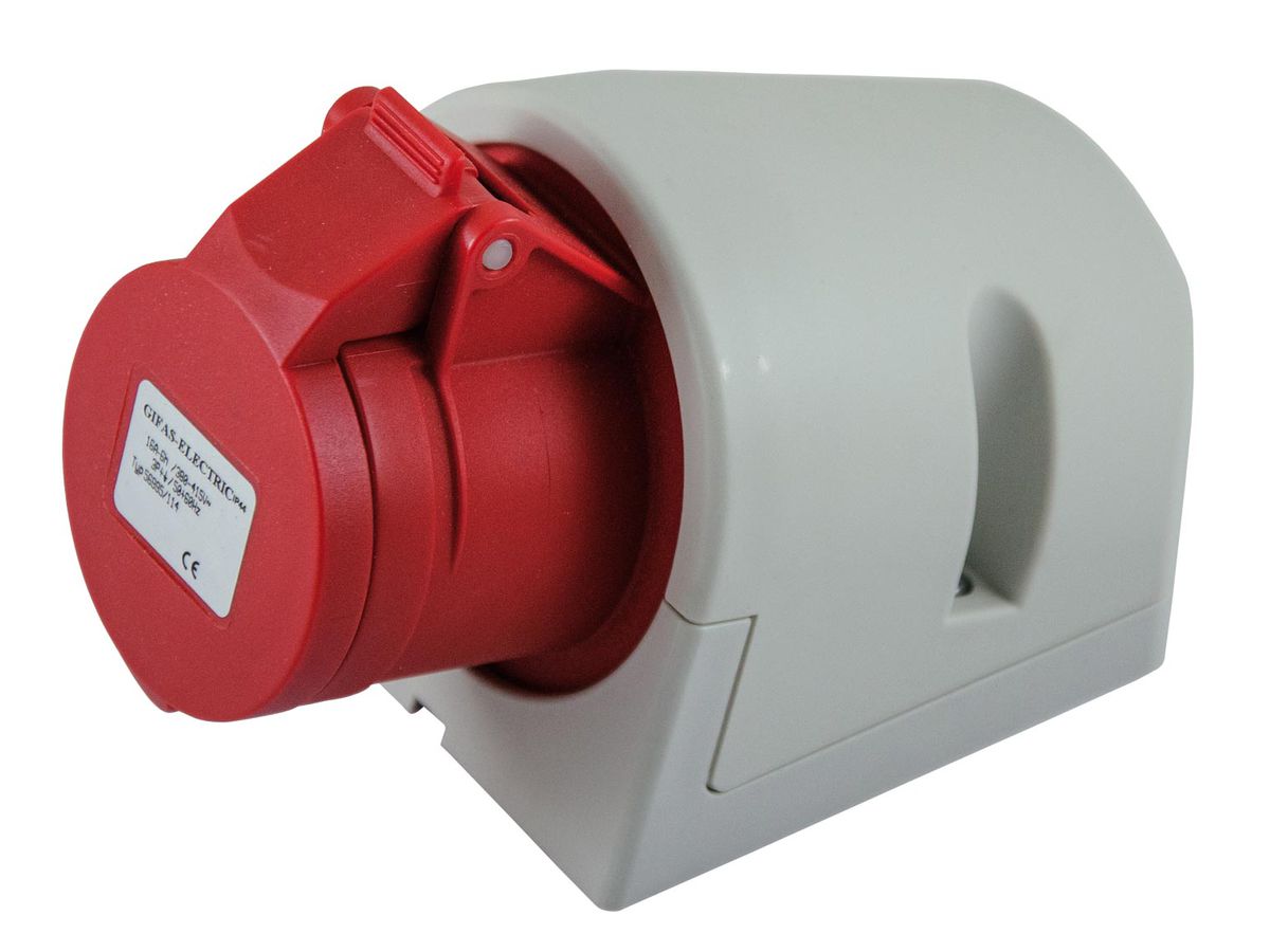 Plastic wall socket CEE 32A/400V, 3P+PE/6h, IP44 - GIFAS-ELECTRIC