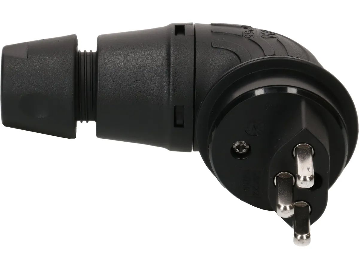 Winkelstecker Typ 23 IP55230V/16A/P+N+PE schwarz - GIFAS-ELECTRIC