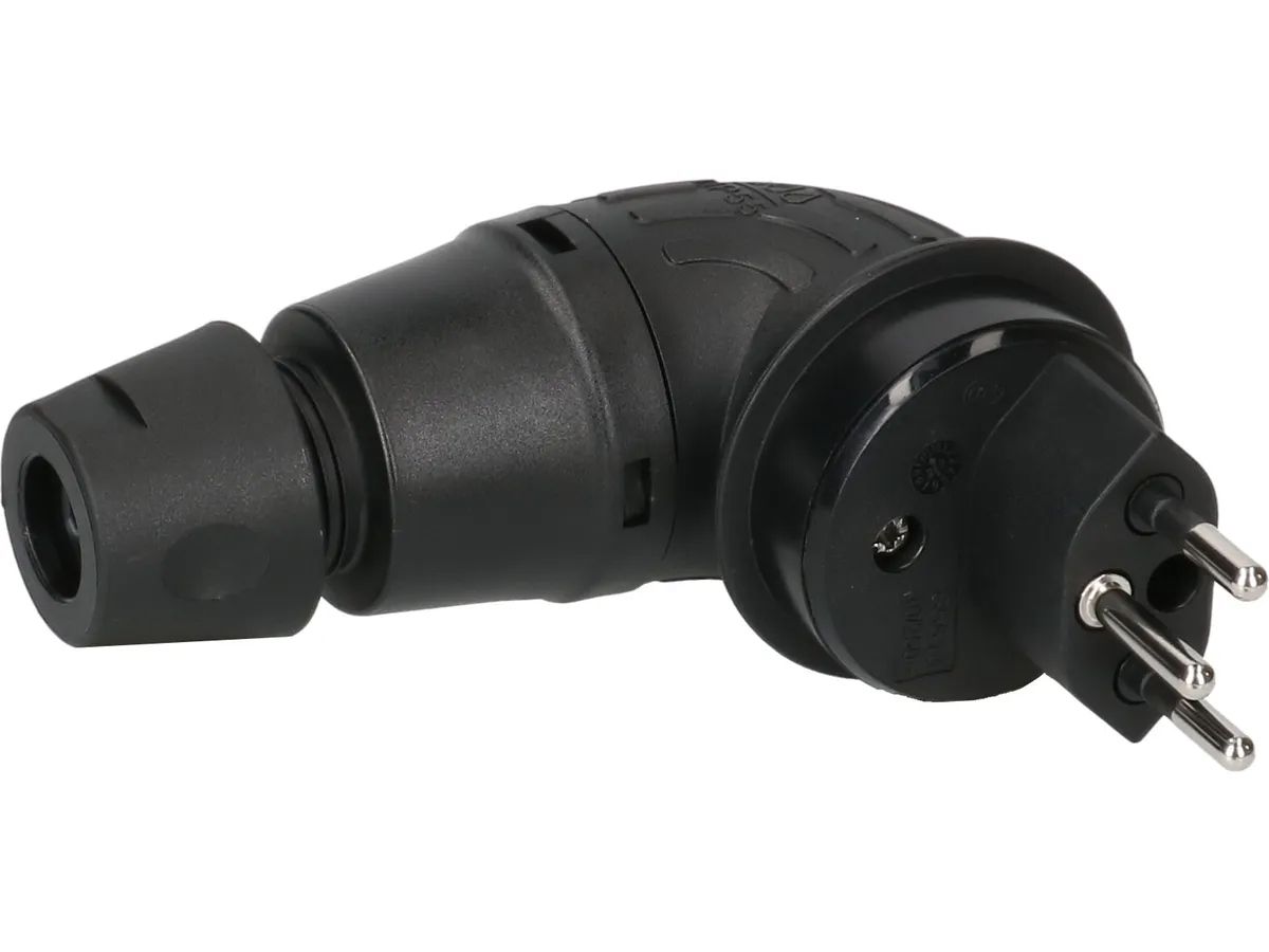 Winkelstecker Typ 13 IP55 230V/10A/P+N+PE schwarz - GIFAS-ELECTRIC